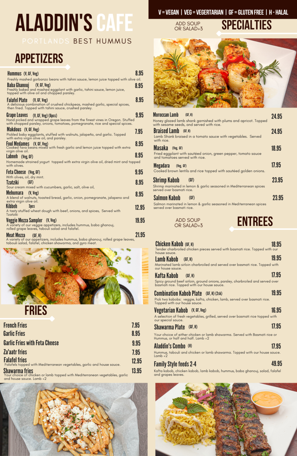 Our Menu | Aladdin's Cafe